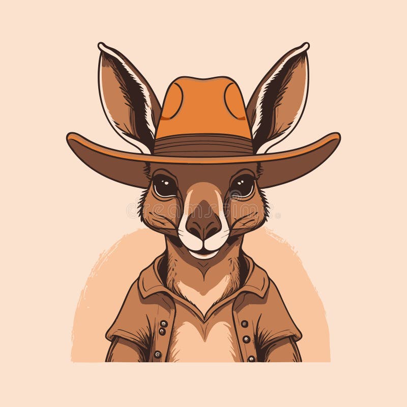 Cute Kangaroo with Cowboy Hat Stock Vector - Illustration of symbol ...