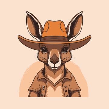 Cute Kangaroo with Cowboy Hat Stock Vector - Illustration of symbol ...