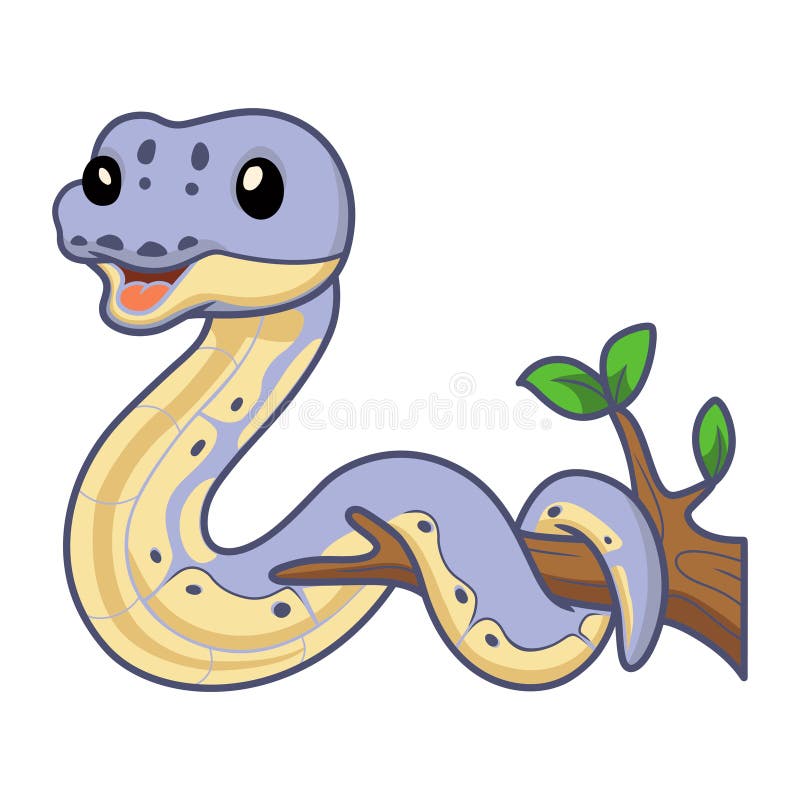 Cute Killer Clown Ball Python Cartoon on Tree Branch Stock Vector ...