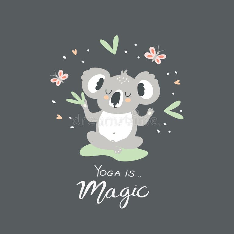 Illustration of a Cute Koala in Doodle Style Doing Yoga Stock Vector ...