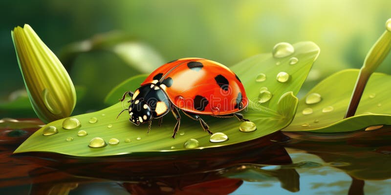 Illustration of a Cute Ladybug Close-up, Using Cartoon Technique ...