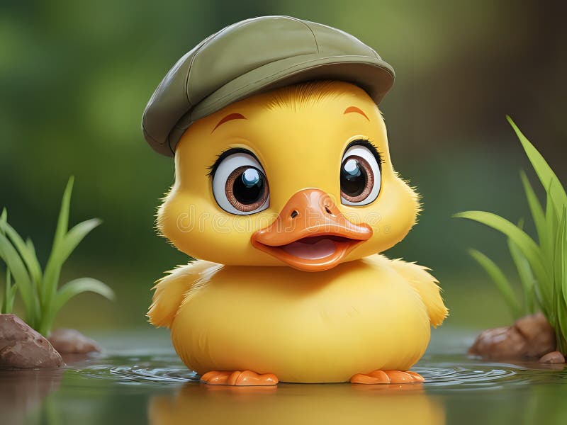 Illustration of Cute Little Duck with Cap Stock Illustration ...