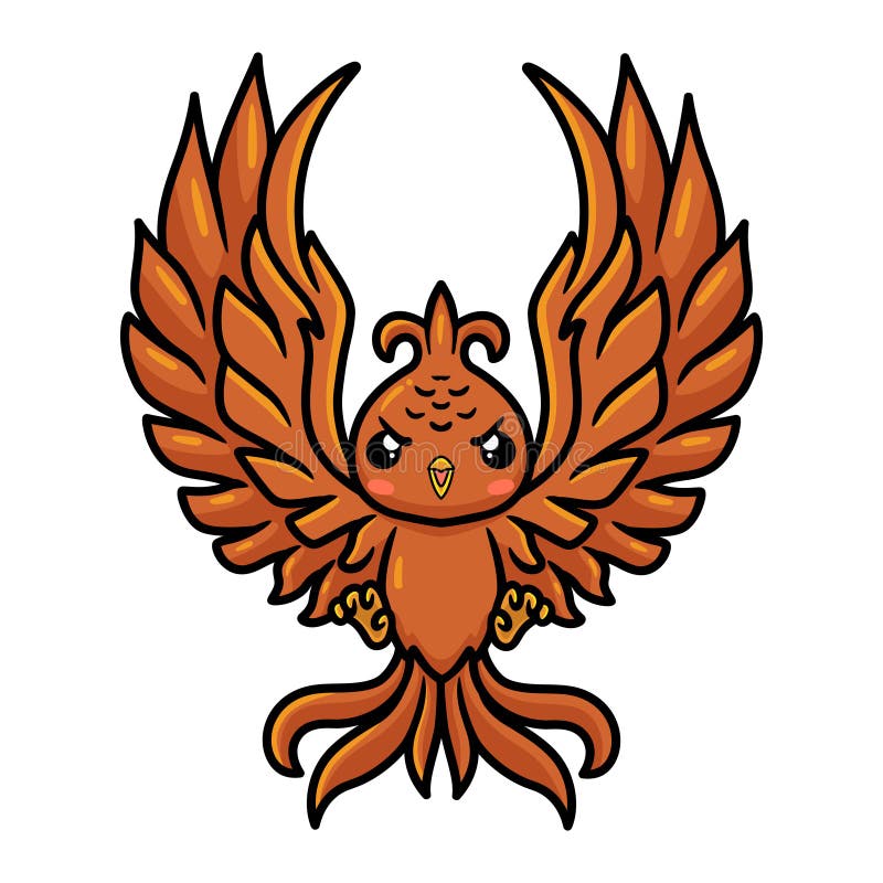 Cute Little Phoenix Cartoon Flying Stock Vector - Illustration of icon ...