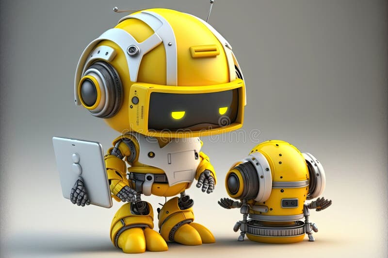 Illustration of the Cute Little Robot Stock Illustration - Illustration ...