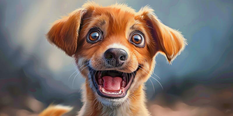 Illustration of a Cute Looking Brown Cartoon Dog Looking into Camera ...