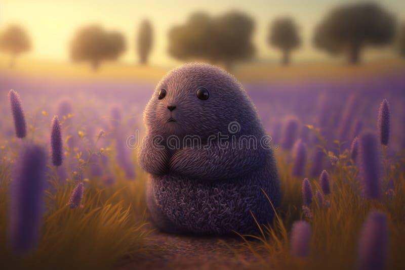 Illustration Cute Mole Sitting in a Lavender Field AI Generated Content ...