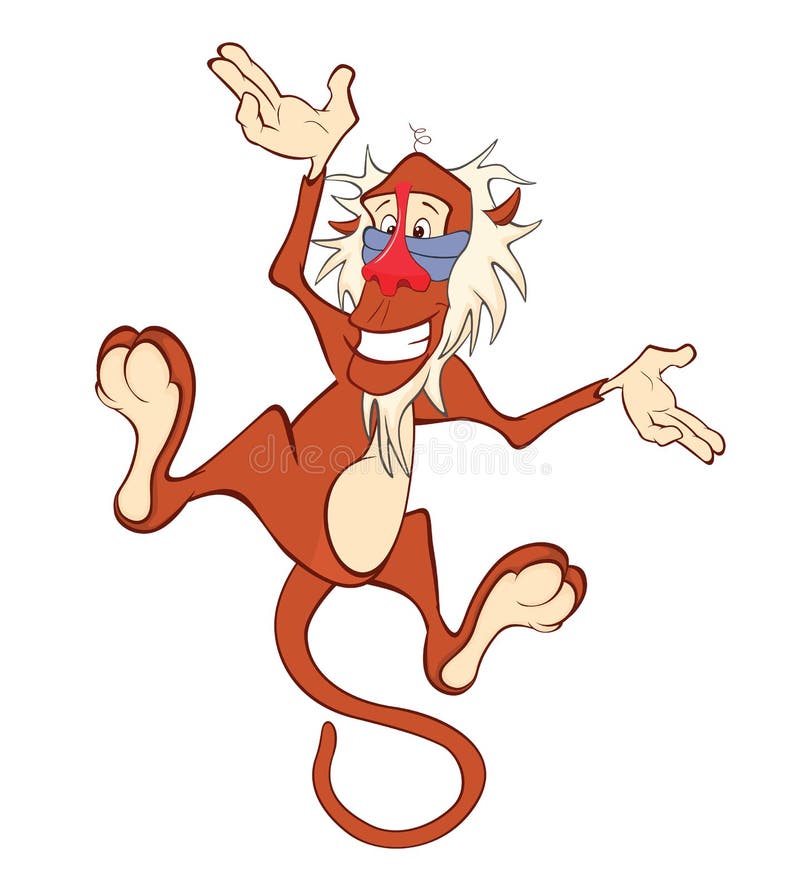 Illustration of a Cute Monkey. Mandrill. Cartoon Character Stock Vector ...