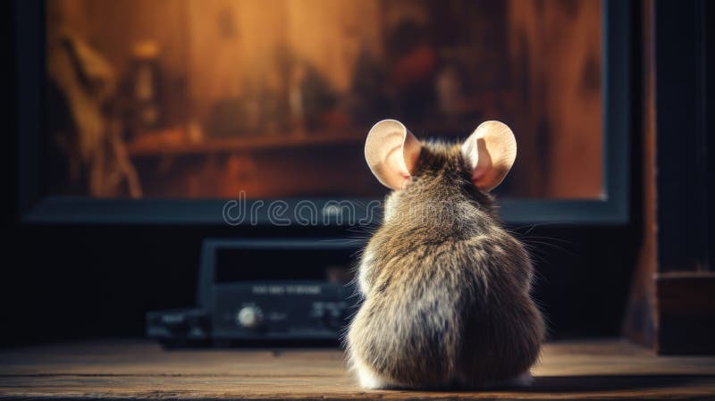 A cute mouse watching TV stock illustration. Illustration of mouse ...