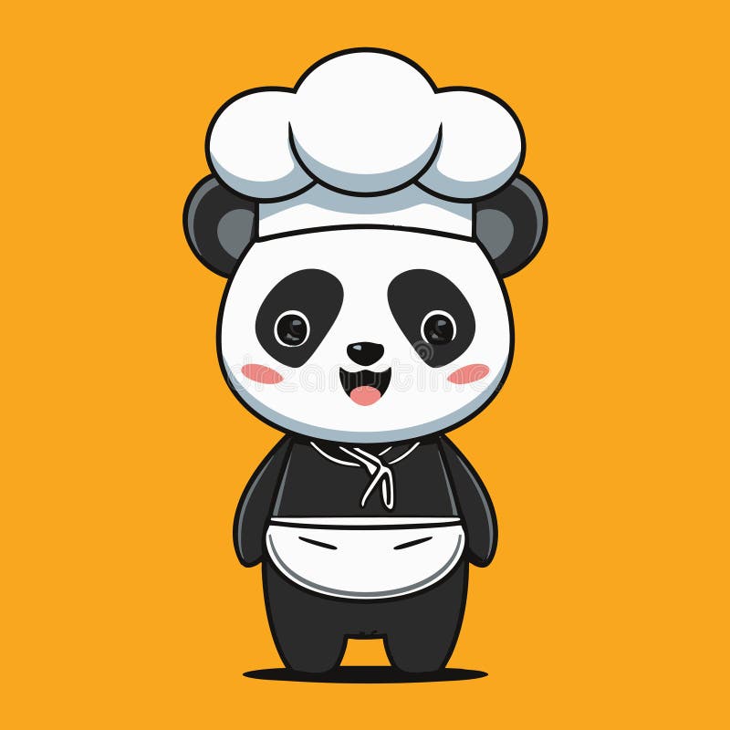 Cute Panda in a Chef Costume Stock Vector - Illustration of uniform ...