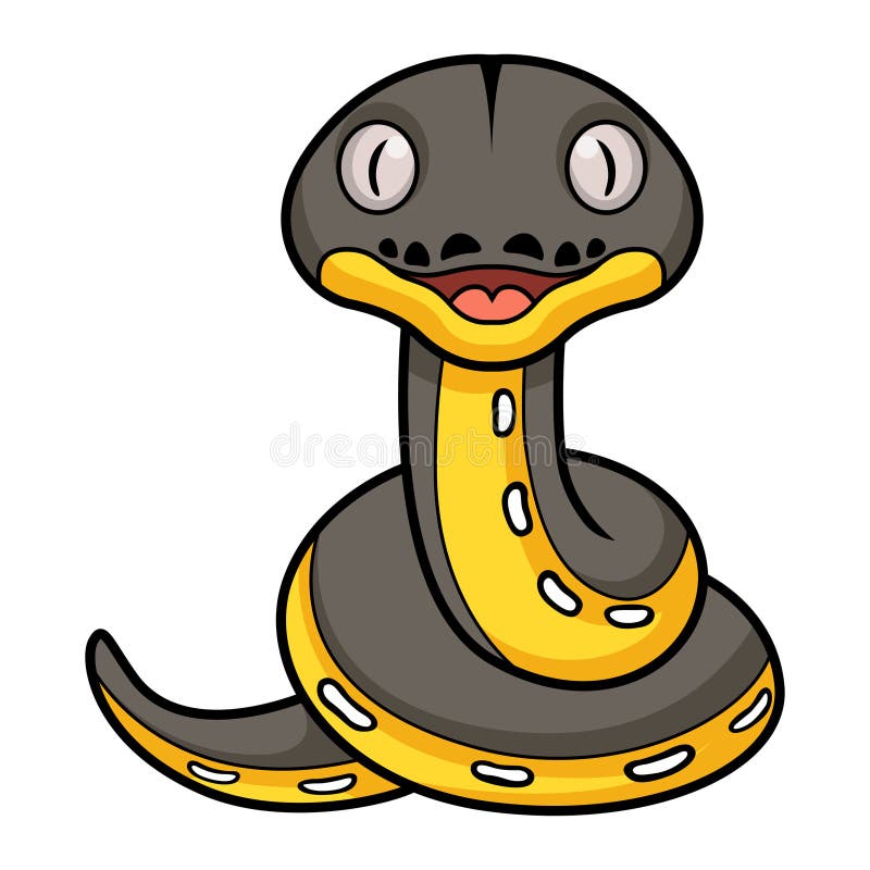 Cute Platinum Titanium Reticulated Python Cartoon Stock Vector ...
