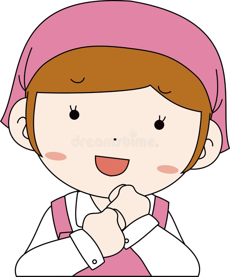 Cute Pose of Female Store Clerk Upper Body Stock Vector - Illustration ...