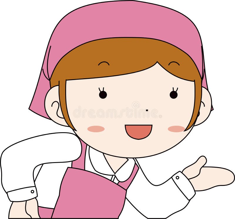 Cute Pose of Female Store Clerk Upper Body Stock Vector - Illustration ...