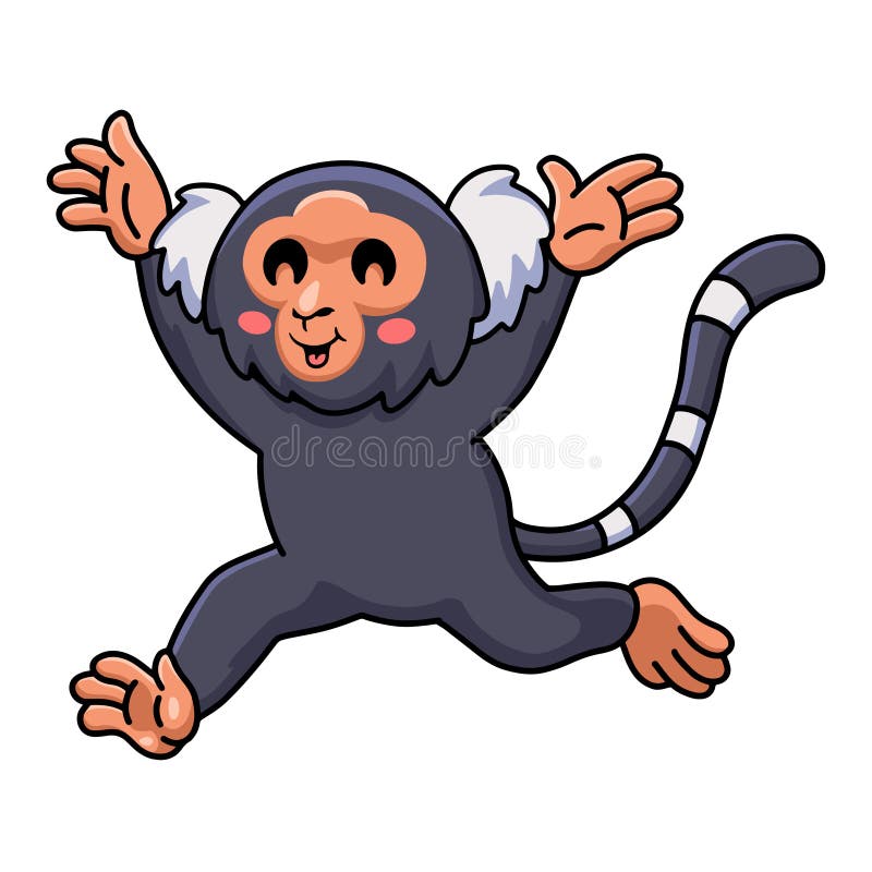 Cute Pygmy Marmoset Monkey Cartoon Running Stock Vector - Illustration ...