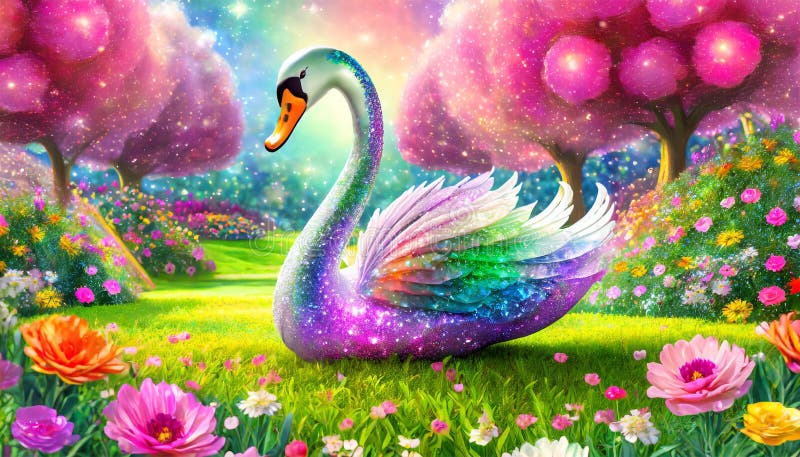 Illustration of Beautiful Rainbow Swan Stock Illustration ...