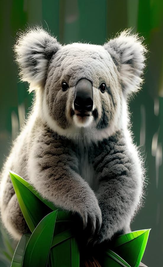 Cute Realistic Koala on Eucalyptus Branches 1 Stock Illustration ...