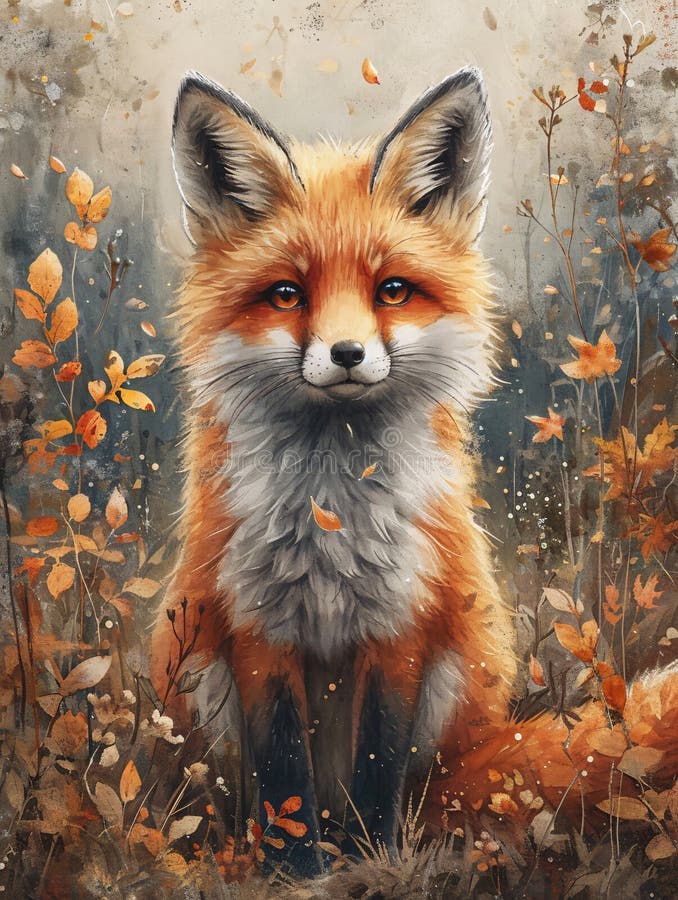 Illustration of Cute Red Fox. Ai Stock Illustration - Illustration of ...