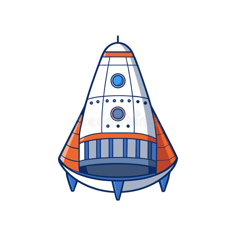 Illustration of a Cute Retro Spaceship Rocket Shuttle Stock ...