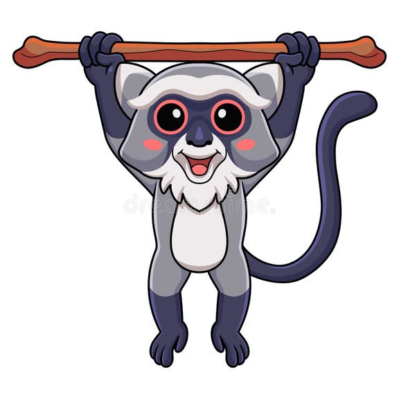 Cute Samango Monkey Cartoon Hanging on Tree Stock Vector - Illustration ...