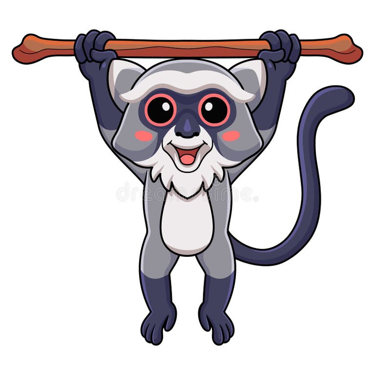 Cute Samango Monkey Cartoon Hanging on Tree Stock Vector - Illustration ...