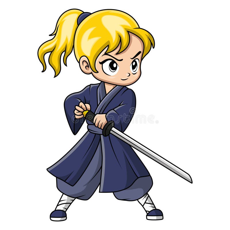 Cute Samurai Warrior Boy Cartoon Stock Vector - Illustration of asian ...