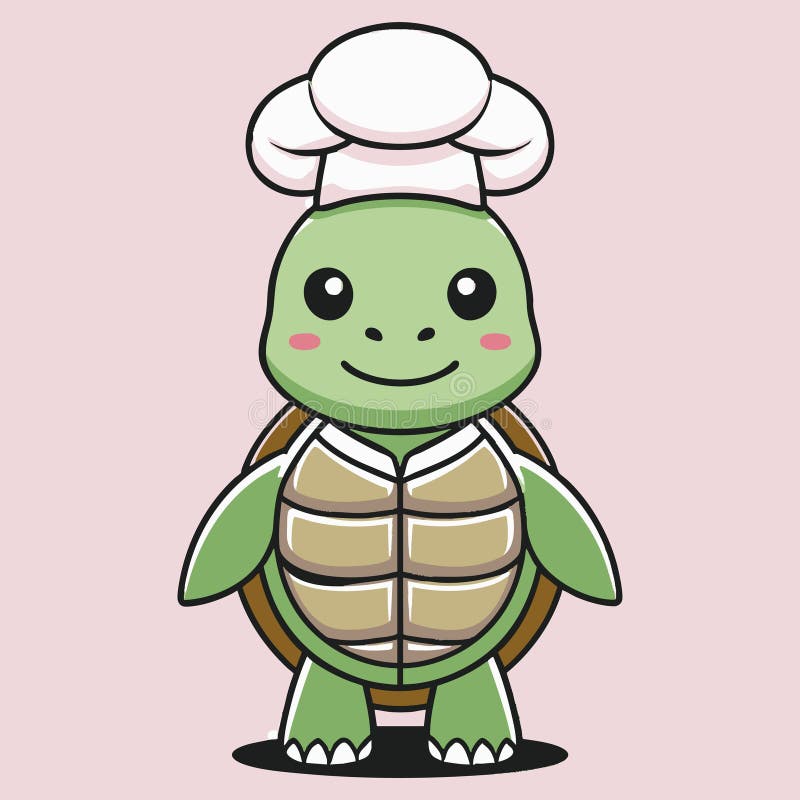 Cute Sea Turtle in a Chef Costume Stock Vector - Illustration of ...