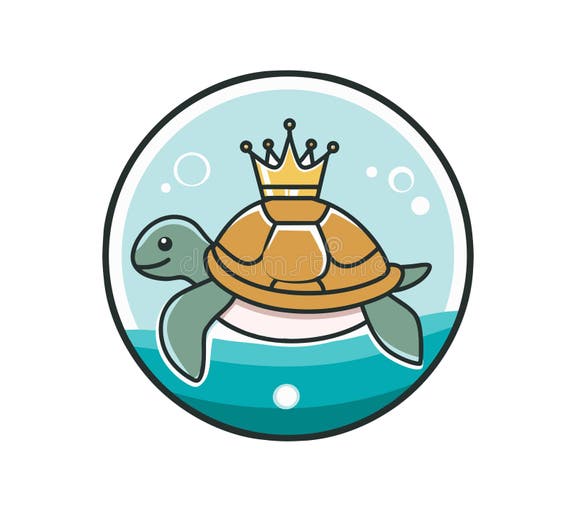 Cute Sea Turtle with crown stock vector. Illustration of funny - 358684897