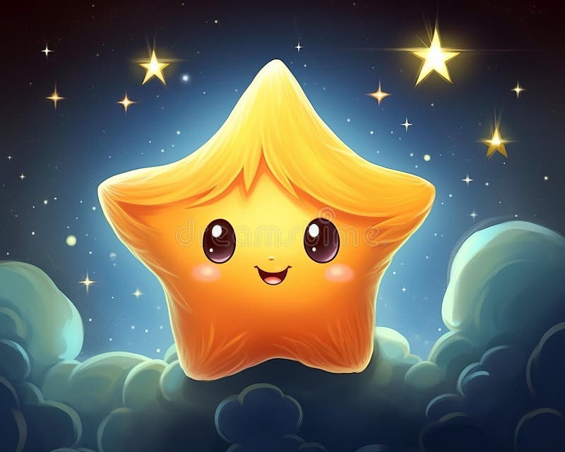 An Illustration of a Cute Star in the Sky Stock Illustration ...
