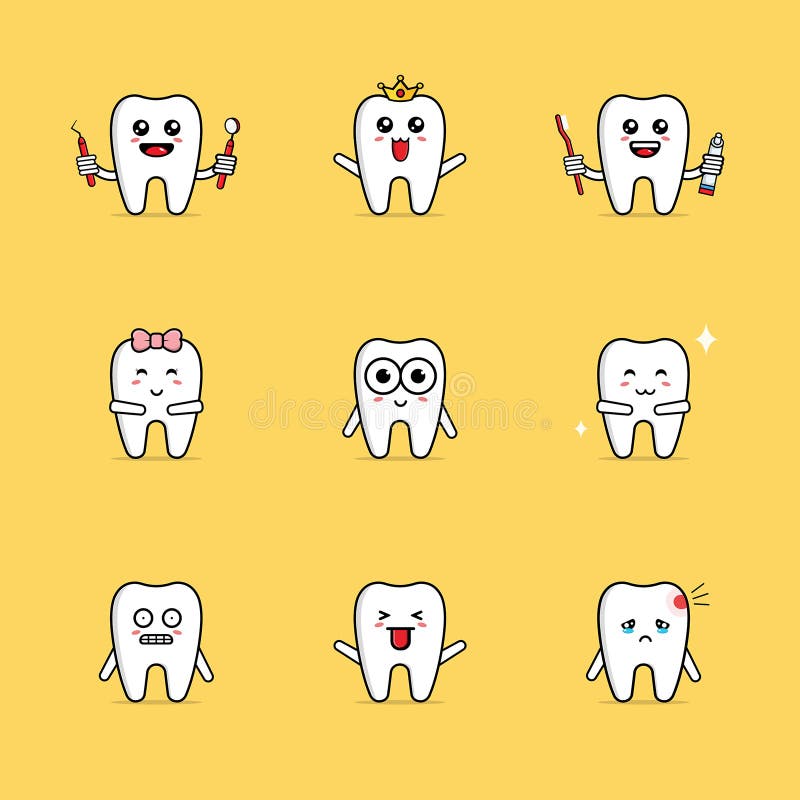 Illustration of Cute Teeth Design Set Vector Stock Vector ...