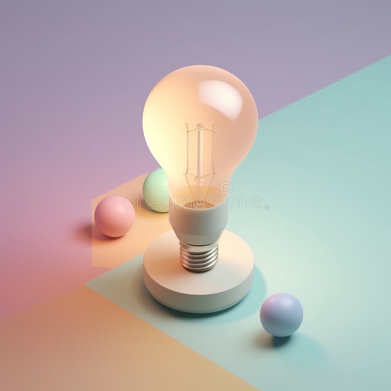 Cute Tiny Isometric Light Bulbs and Creativity with Generative AI Stock ...