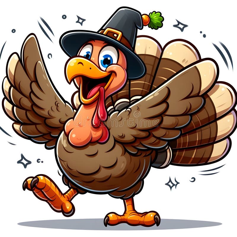 Cute turkey is dancing stock illustration. Illustration of brand ...
