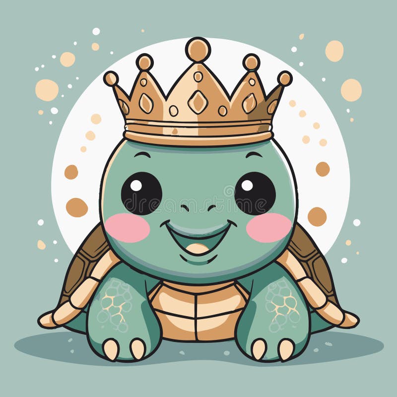 Cute Turtle with crown stock vector. Illustration of drawing - 358685028