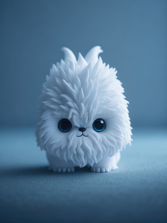 Illustration of a Cute White Creature with Horns and Big Eyes Created ...