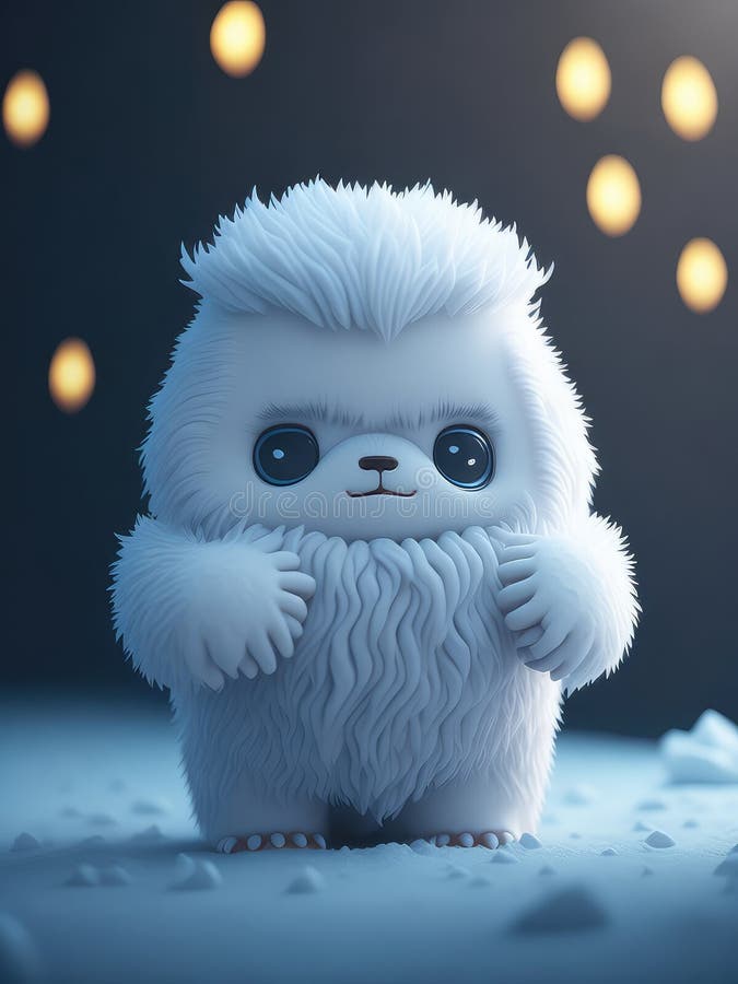 Illustration of a Cute White Creature with Horns and Big Eyes Created ...