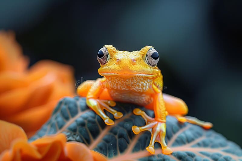 Illustration of Cute Yellow Frog Sitting on a Leaf, High Quality, High ...
