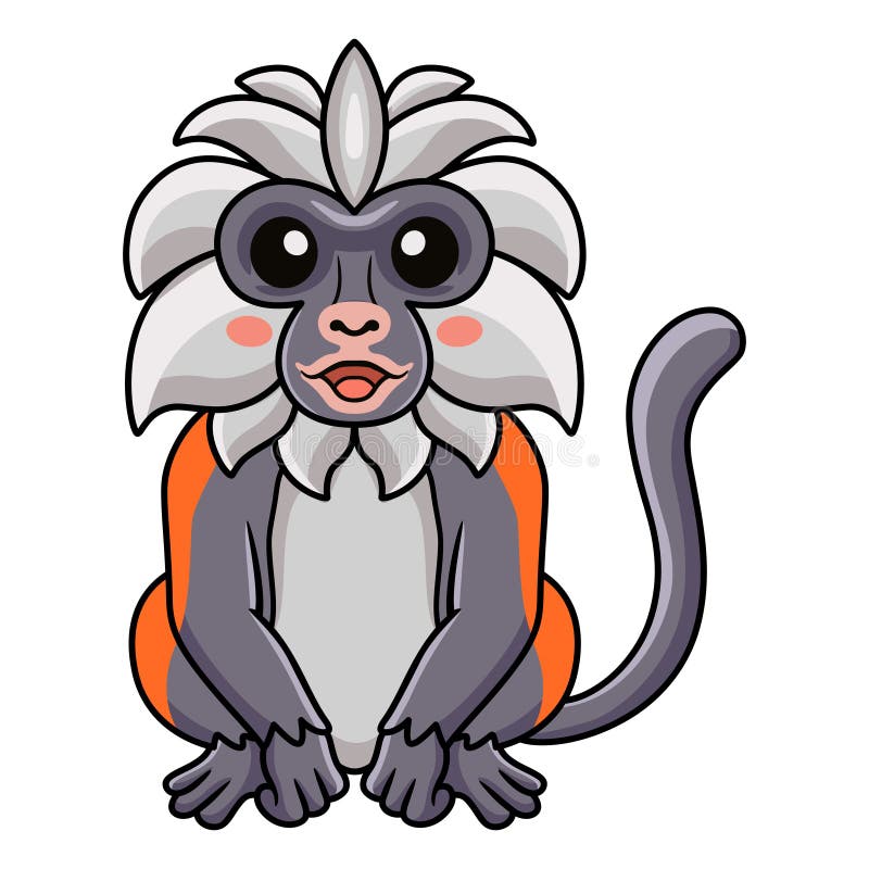 Cute Zanzibar Red Colobus Monkey Cartoon Sitting Stock Vector ... Cute Zanzibar Red Colobus Monkey Cartoon Sitting Stock Vector ...