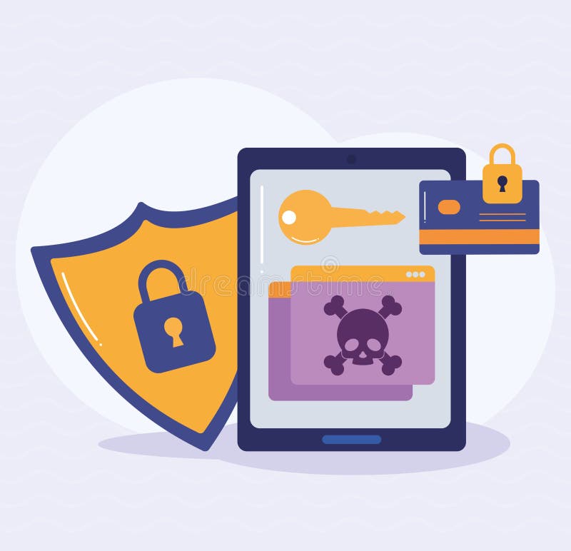 Illustration of Cyber Security Stock Vector - Illustration of modern ...