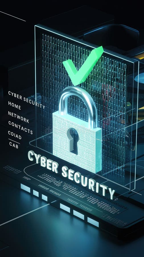 Illustration of a Cyber Security with Key Lock Expression on a Solid ...