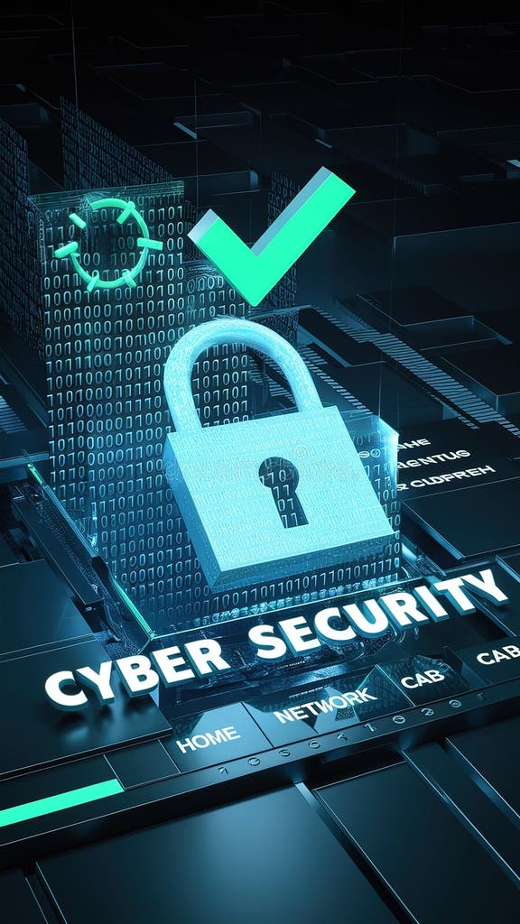 Illustration of a Cyber Security with Key Lock Expression on a Solid ...