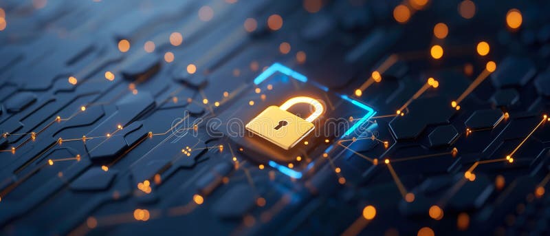 Concept of Cybersecurity and Data Protection. 3D Rendering Stock ...