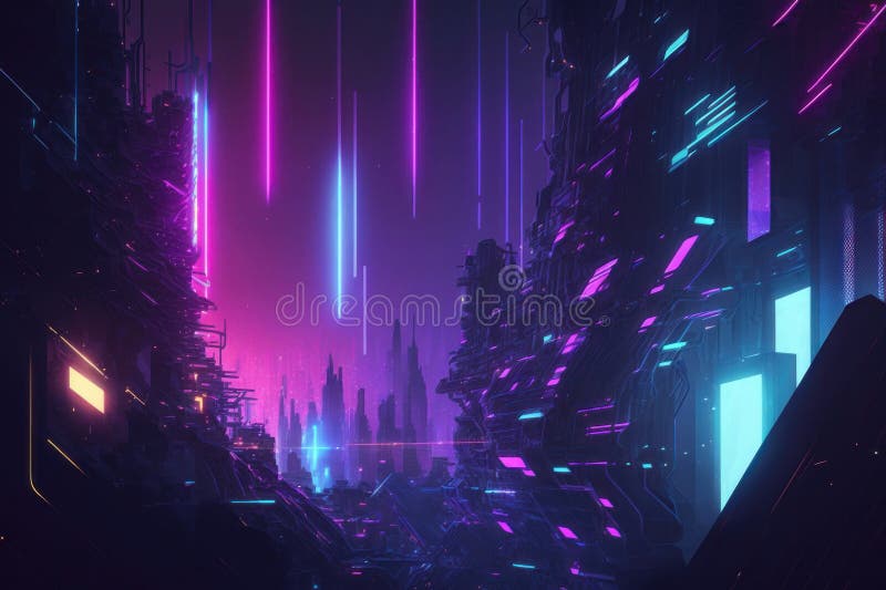 An Illustration of a Cyberpunk Abstract Background. Generation AI Stock ...