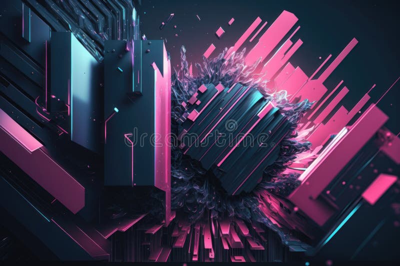 An Illustration of a Cyberpunk Abstract Background. Generation AI Stock ...