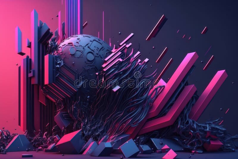 An Illustration of a Cyberpunk Abstract Background. Generation AI Stock ...