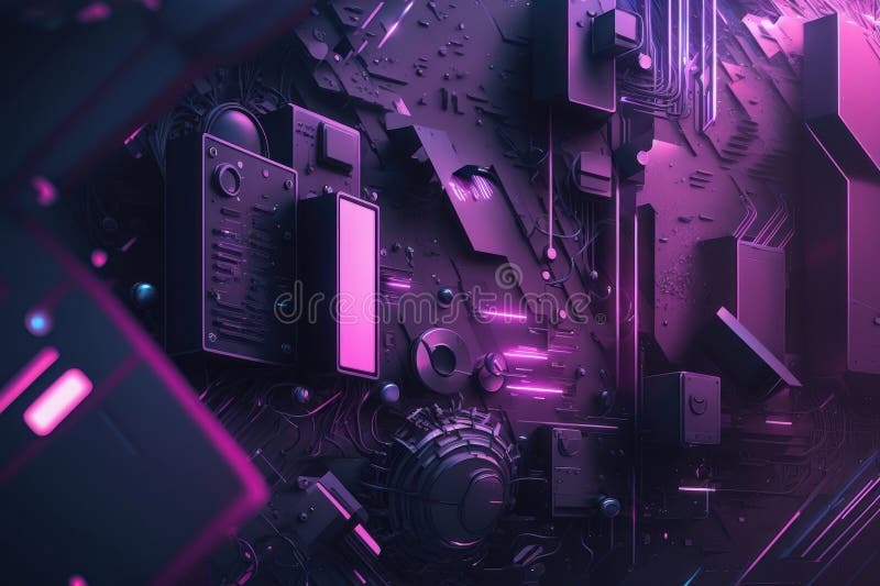 An Illustration of a Cyberpunk Abstract Background. Generation AI Stock ...