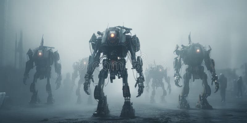 Dawn of the AI, the Apocalypse for Mankind Stock Illustration ...