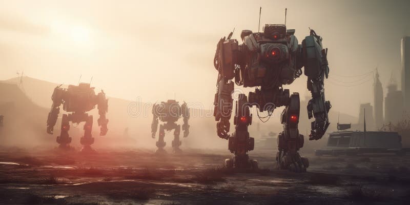 Dawn of the AI, the Apocalypse for Mankind Stock Illustration ...