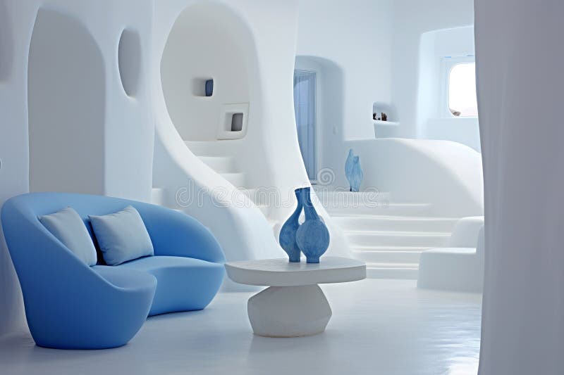 Illustration of Cycladic Inspired Decor Smooth Gentle Lines White ...