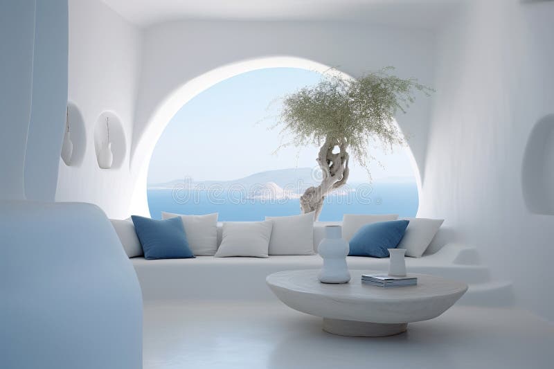 Illustration of Cycladic Inspired Decor Smooth Gentle Lines White ...