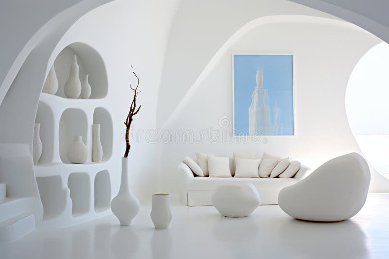 Illustration of Cycladic Inspired Decor Smooth Gentle Lines White ...
