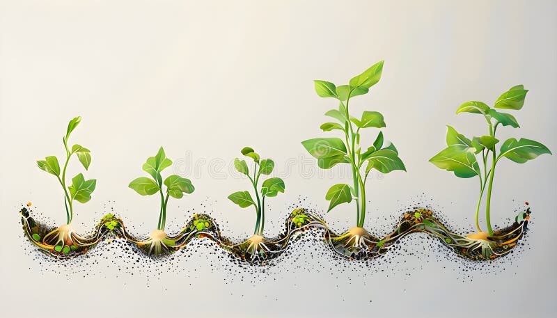 Cycle of Seeds Sprouting into Plants, Each Plant Dissolving Back into ...