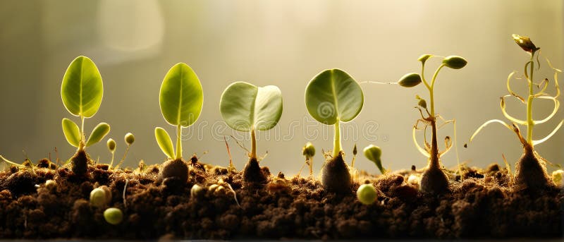 Cycle of Seeds Sprouting into Plants, Each Plant Dissolving Back into ...